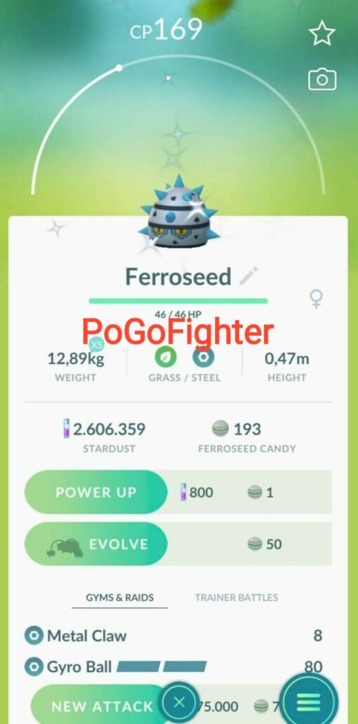 Pokémon GO Shiny Ferroseed - Mini Account (Read Describe) - PoGoFighter