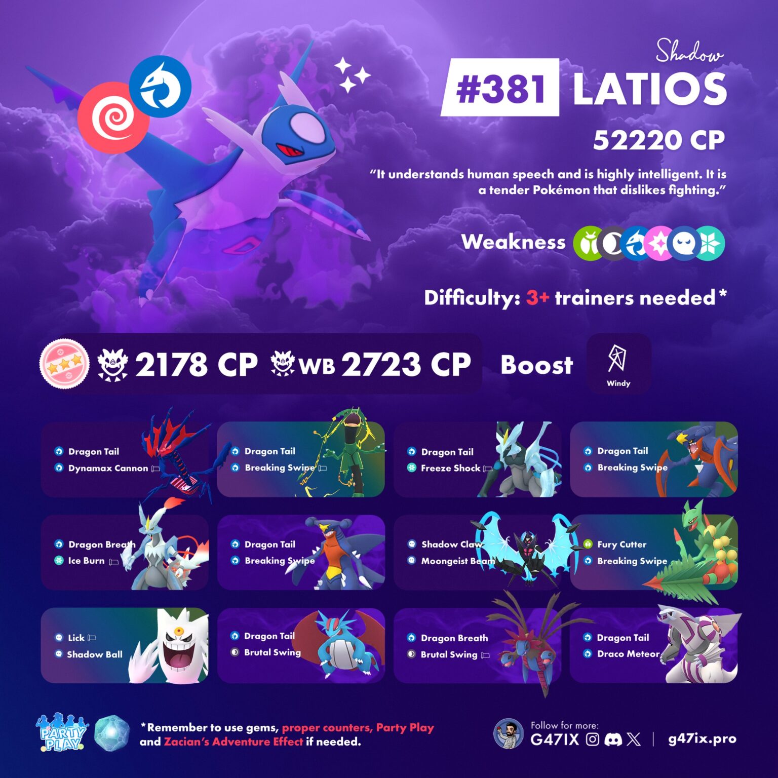 Pokémon GO Raid Boss Farm- x10 Shadow Latios (READ DESCRIPTION ...